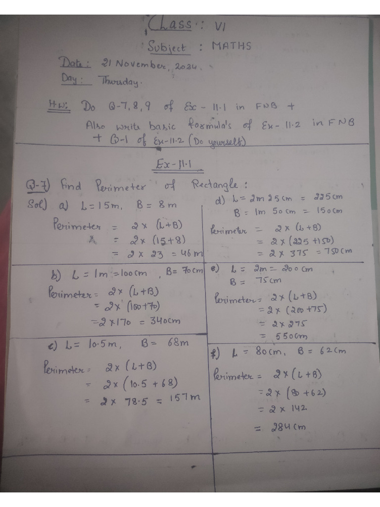 Class VI 21 November | PDF