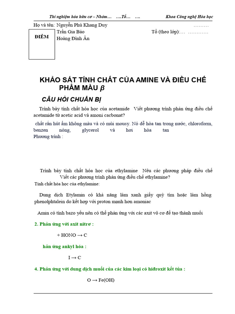 Báo Cáo TN HHC-bai 4-2023 | PDF