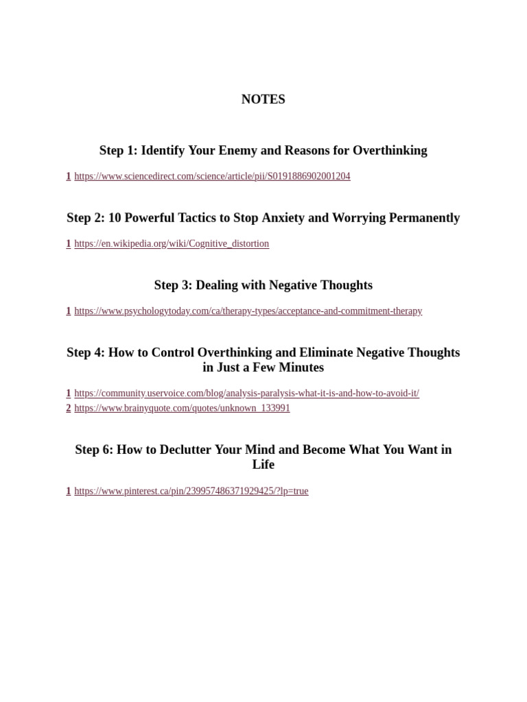 Stop Overthinking: 6 Effective Steps | PDF