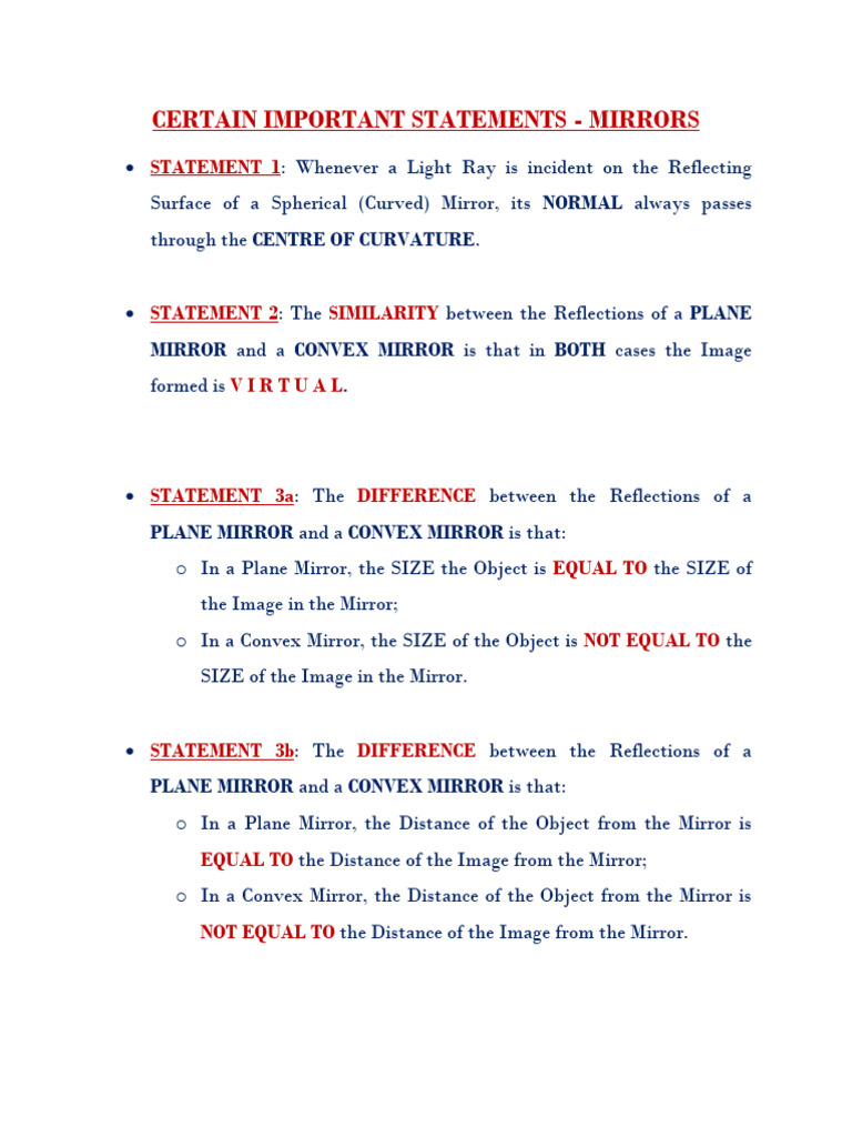 Certain Important Statements (Mirrors) | PDF