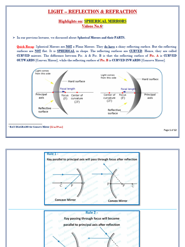 6a. RAY DIAGRAMS for Concave Mirrors | PDF | Mirror | Optics