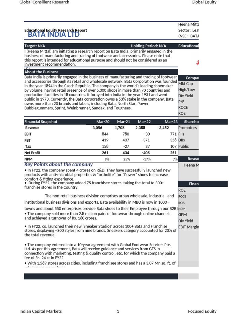 Research Report Template GCR | PDF | Return On Equity | Leverage (Finance)