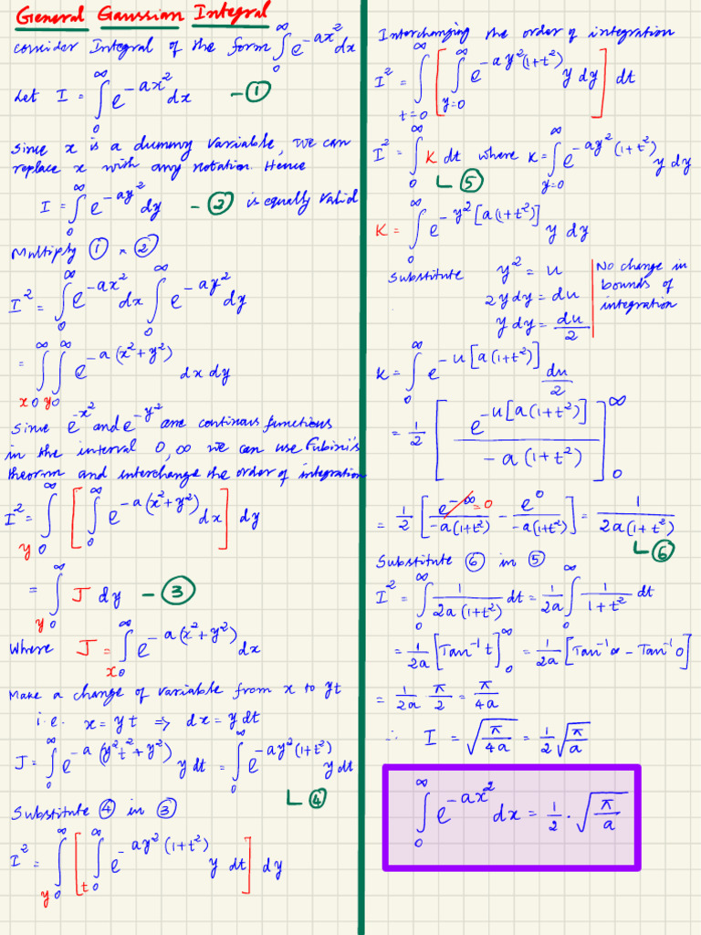 Solving Gaussian Integral | PDF | Integral | Mathematical Analysis
