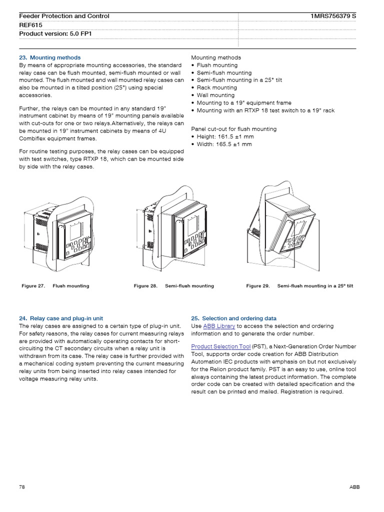 ABB Relay-REF615-mounting Arrangement | PDF