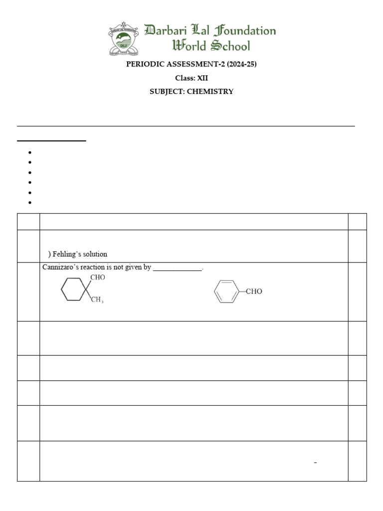 XII Chem PA-2 QP | PDF | Amine | Aldehyde