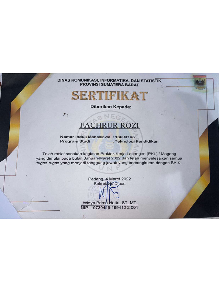 Sertifikat magang | PDF