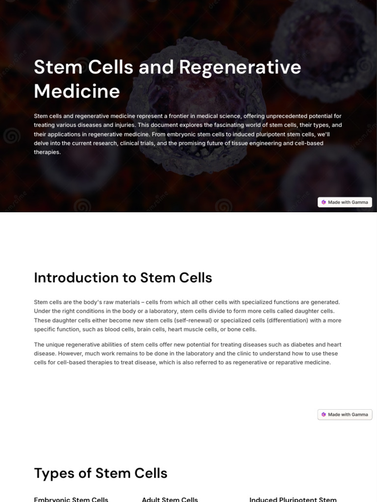 Stem Cells and Regenerative Medicine | PDF | Stem Cell | Embryonic Stem ...