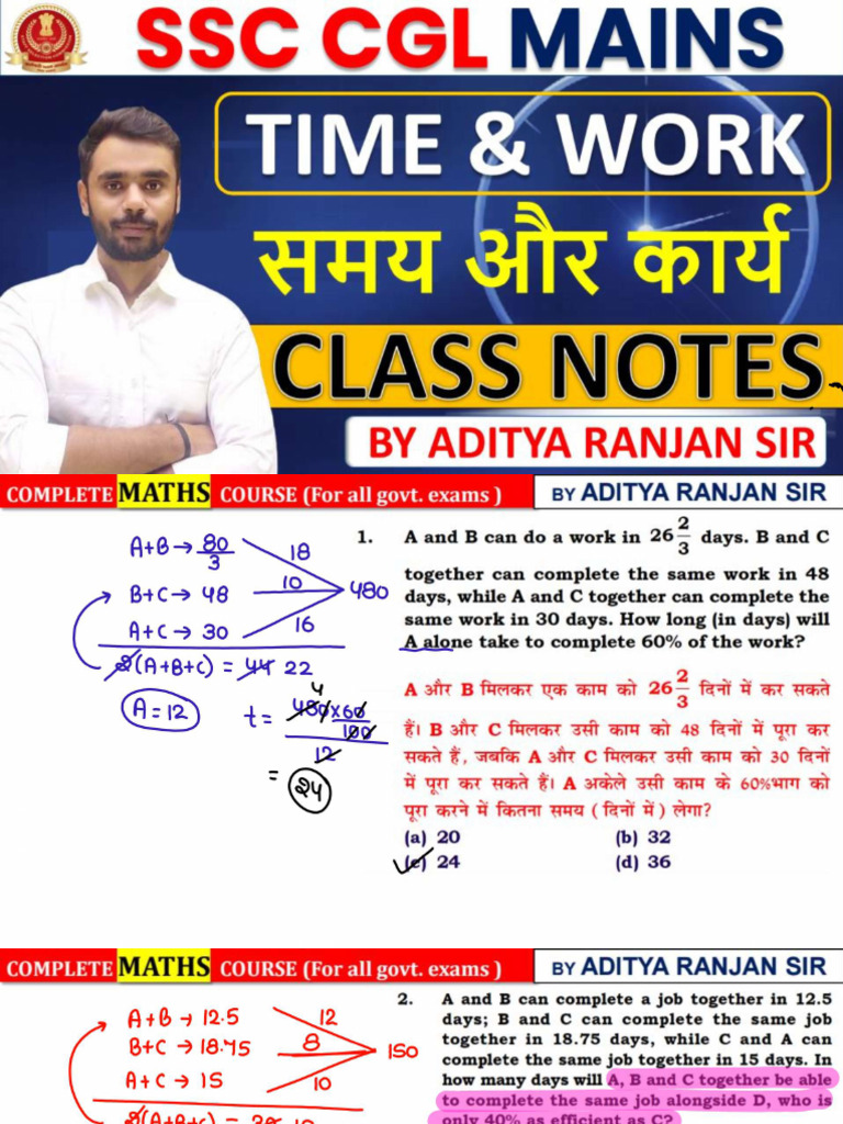 Time and Work Mains | PDF