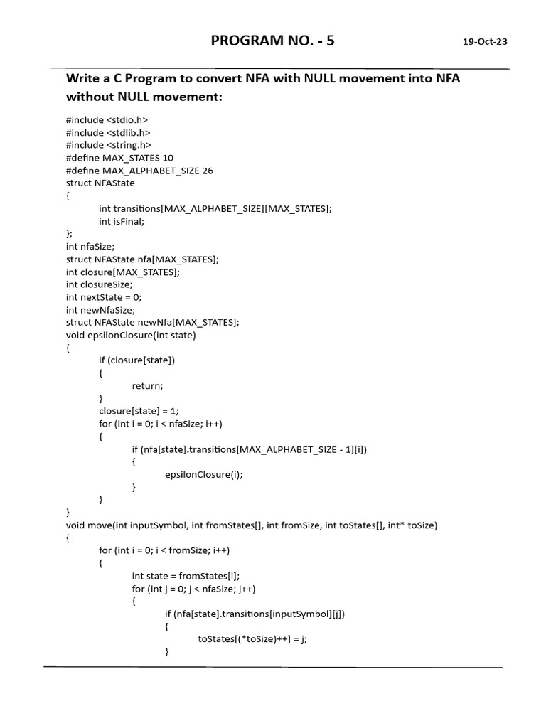 5 Null NFA | PDF | Software Development | Computer Programming