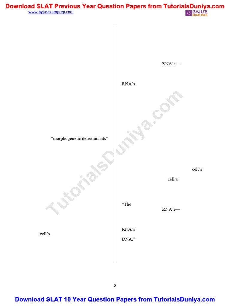 SLAT Sample Paper 2020 | PDF | Sun | Stars