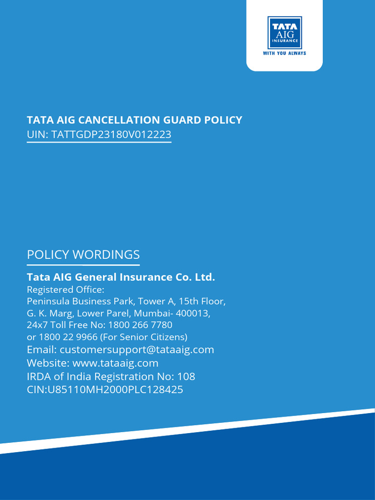 Tata AIG Cancellation Guard Policy Guide | PDF | Insurance | Business Law