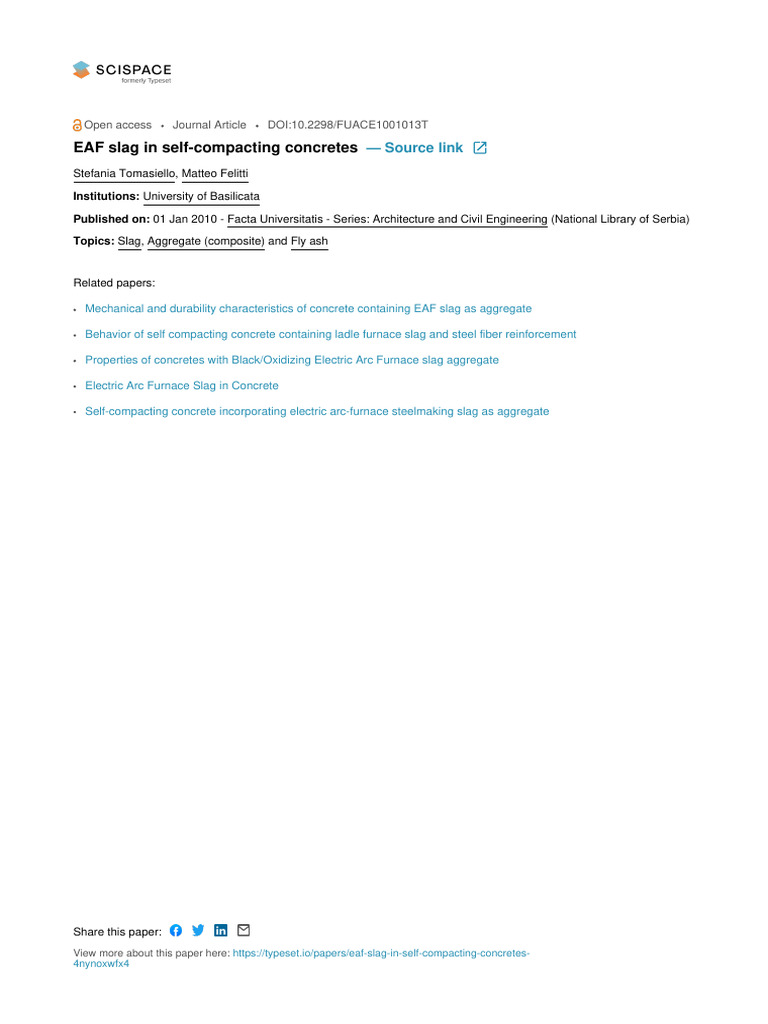 EAF Slag in Self-Compacting Concretes | PDF | Concrete | Construction ...