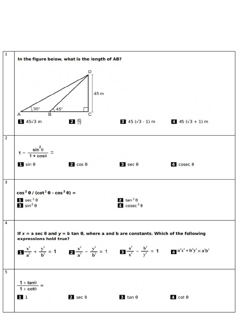 Usp - X Trigonometry Worksheet | PDF