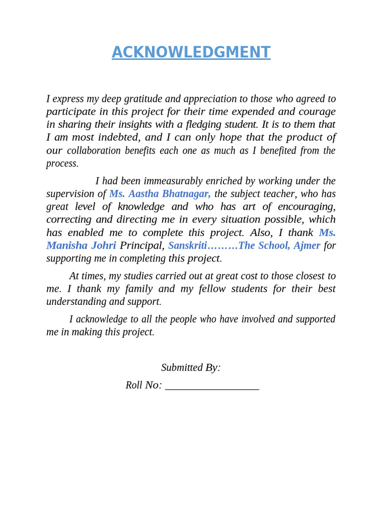 Acknowledgment U2 | PDF