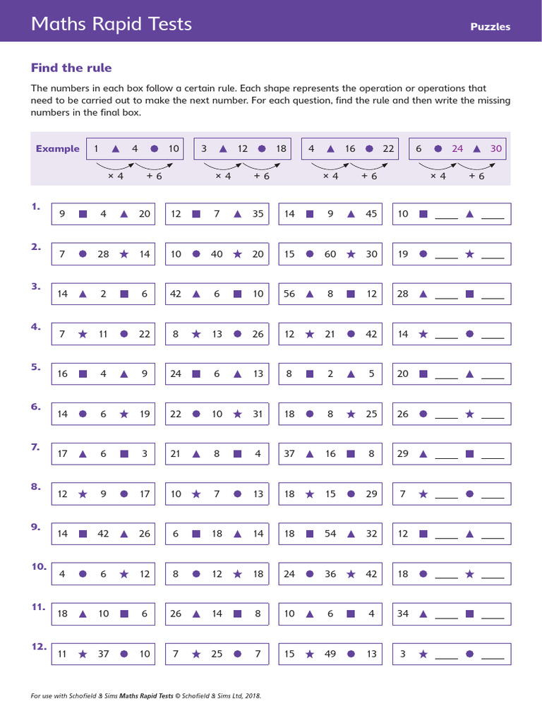 Maths Rapid Tests Find The Rule | PDF