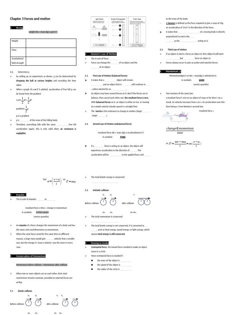 Forces and Motion: Key Concepts Explained | PDF | Force | Momentum