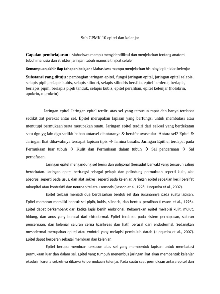 Sub CPMK 10 Epitel Dan Kelenjar | PDF