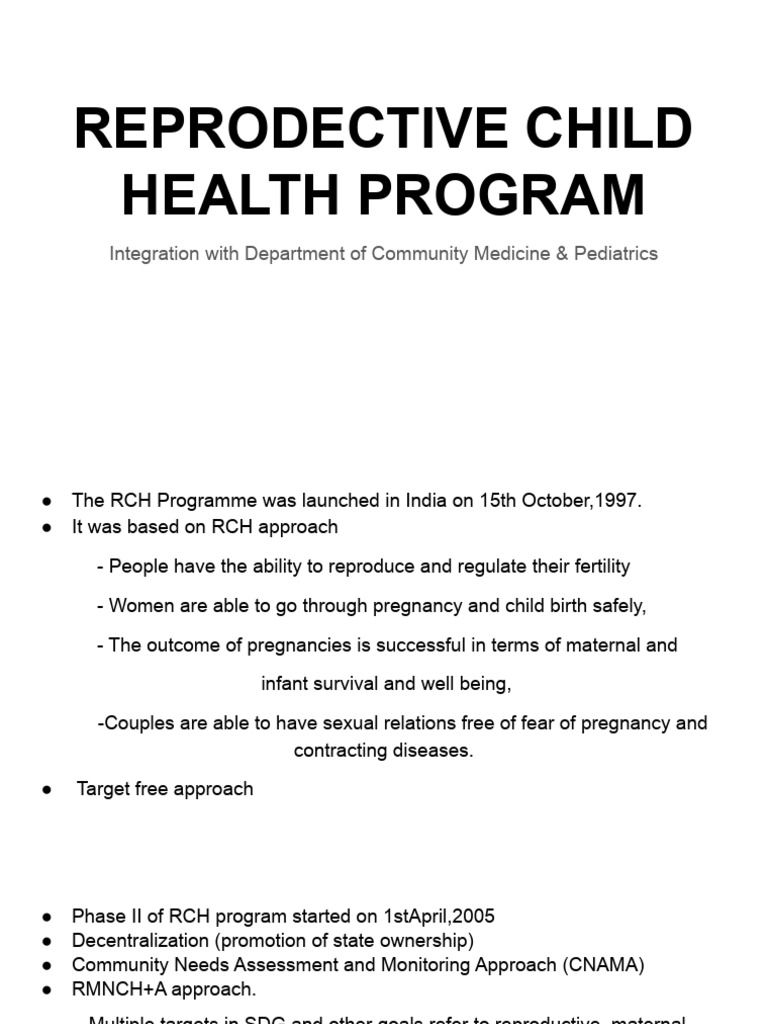 India Reproductive Child Health Program | PDF | Maternal Health ...