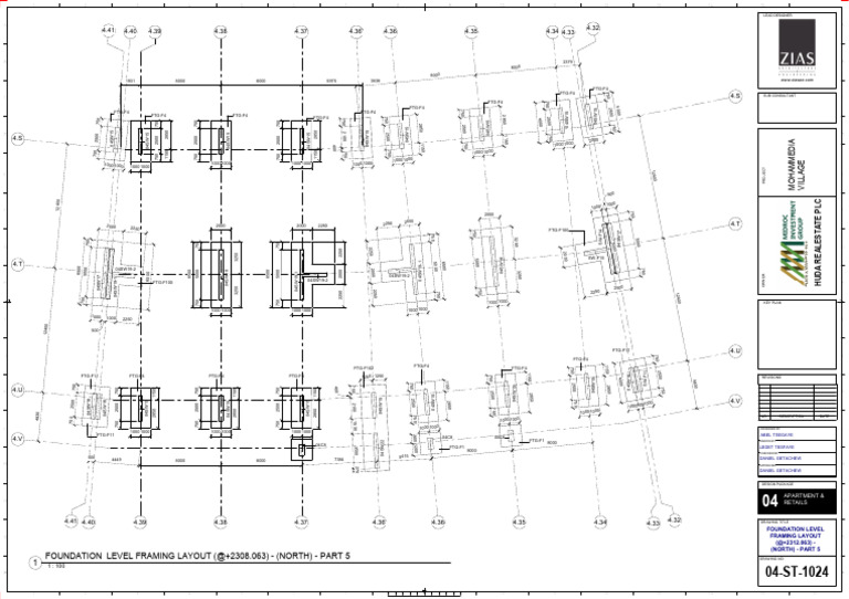 04 ST 1024 Foundation Level Framing Layout @+2312 063 North Part | PDF