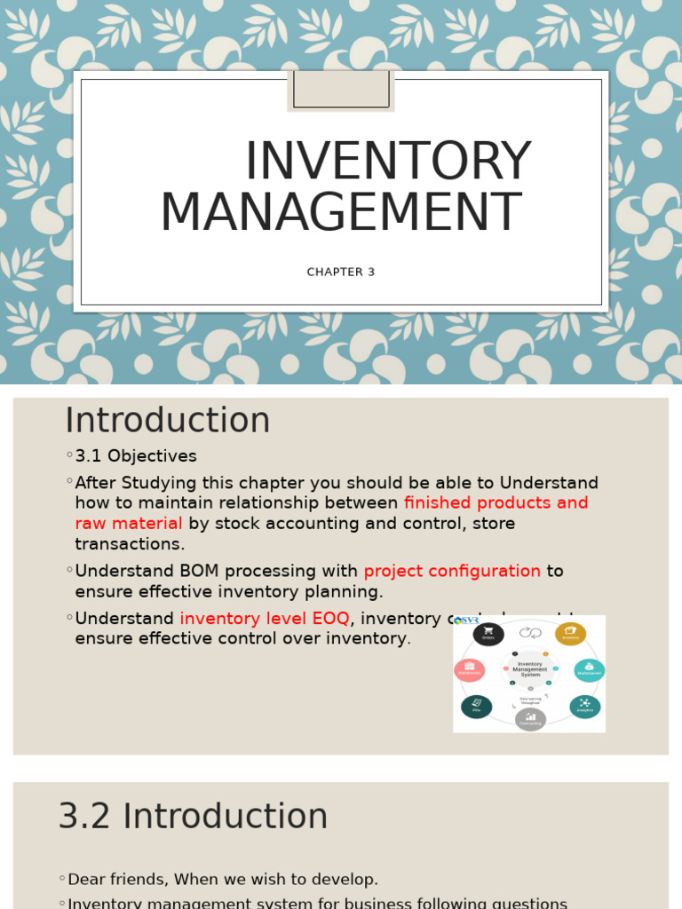 Inventory Management CHP 3 | PDF | Accounts Payable | Inventory