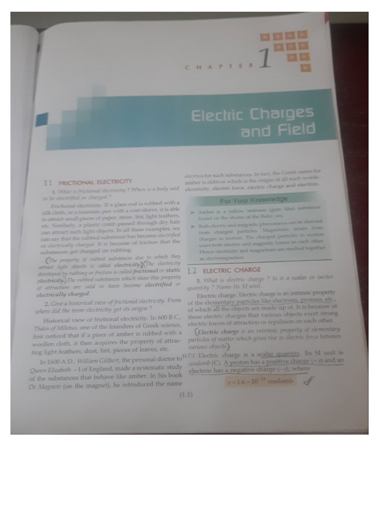 Chapter 1 - Electric Charges and Field | PDF