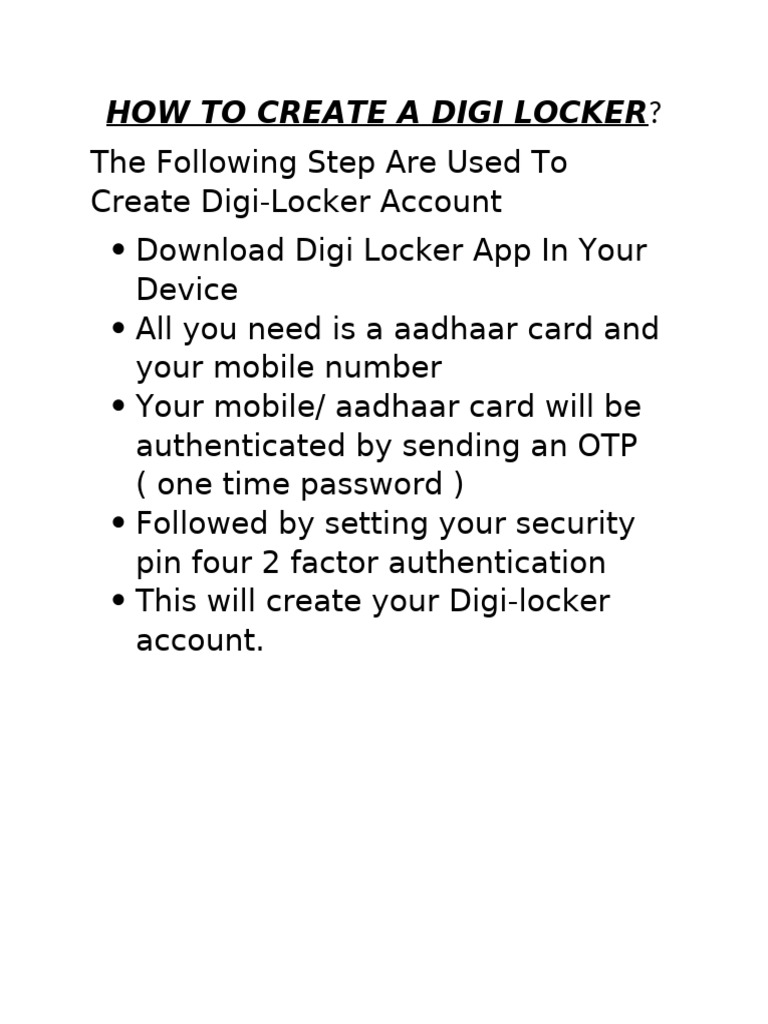 How To Create A Digi Locker | PDF