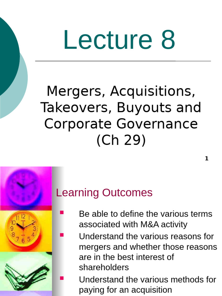FIN3004 2024 Lecture08 | PDF | Mergers And Acquisitions | Takeover