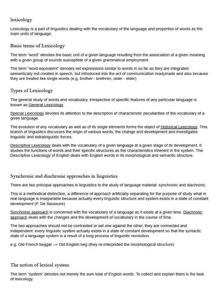 Lexikologia | PDF | Word | Semantics