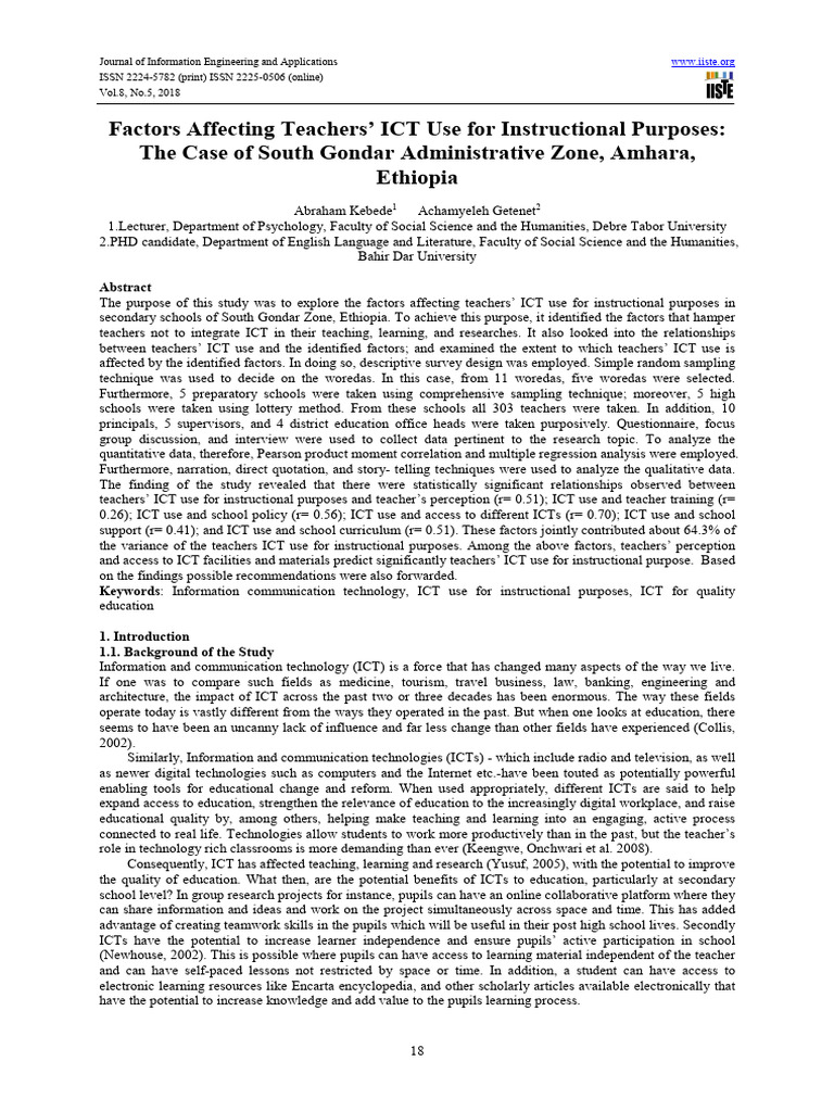 fACTORS AFFECTING TEACHING ICT | PDF | Educational Technology | Focus Group