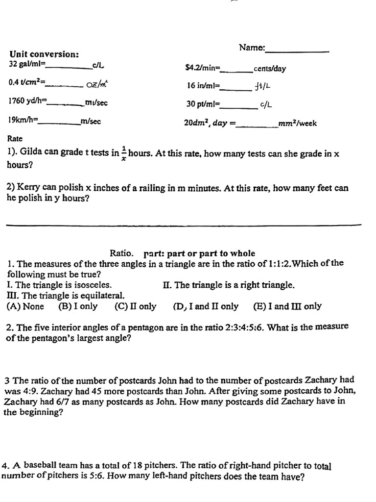 G6 Chapter 6 Practice 1 | PDF