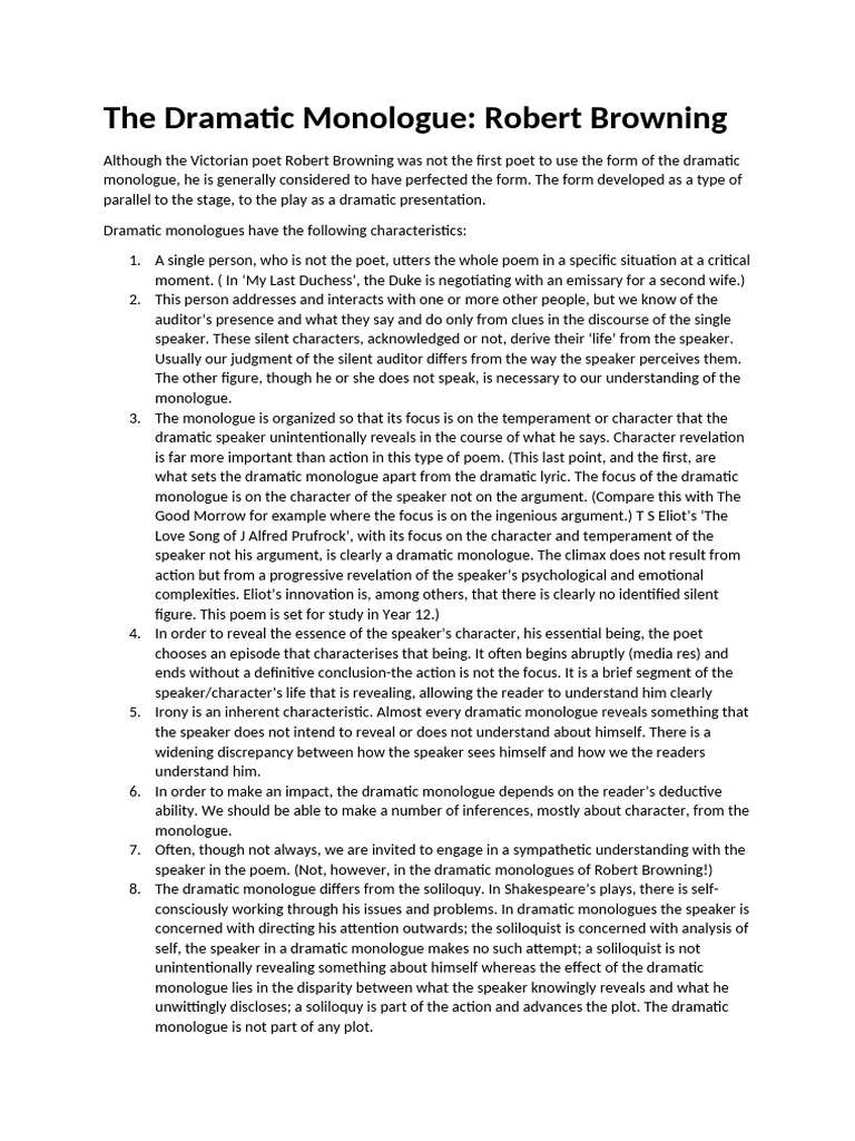 The Dramatic Monologue and Browning | PDF | Poetry