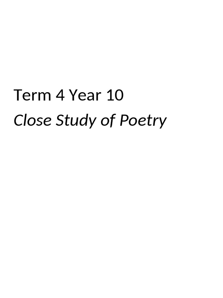 2020 Year 10 Poetry Booklet | PDF | Romanticism | Poetry