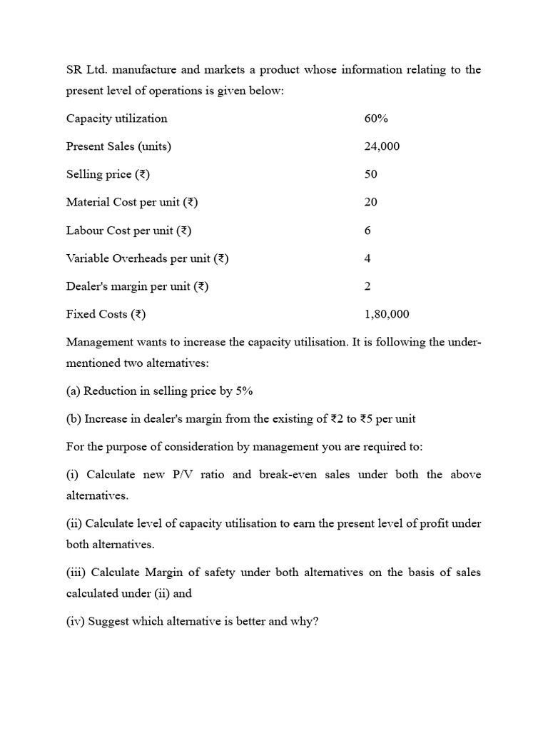CVP Analysis Practice Question | PDF