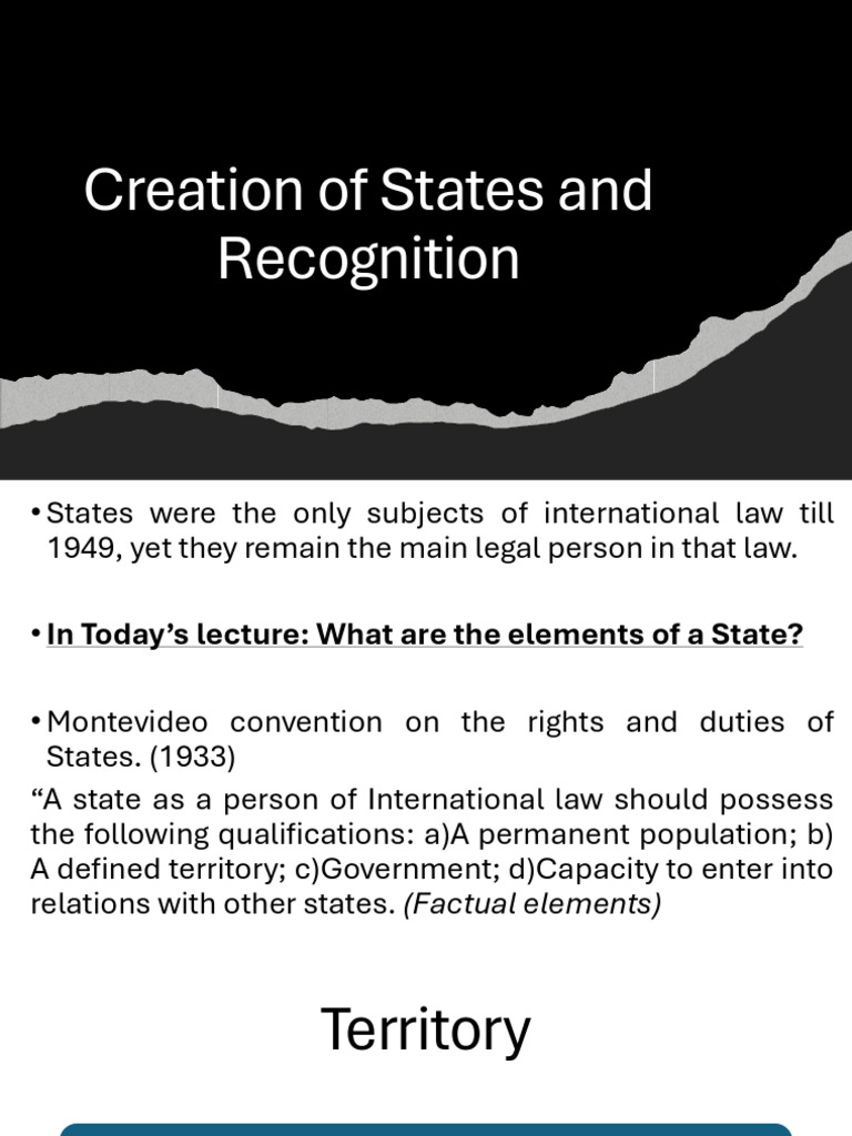 Creation of States and Recognition | PDF | International Law ...