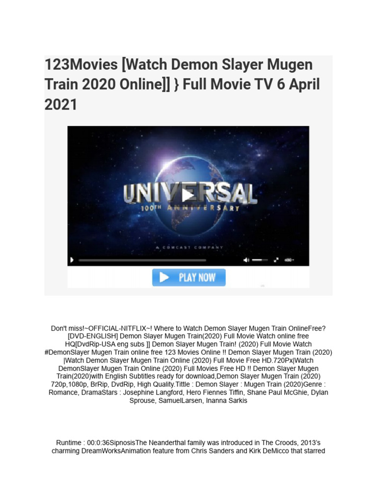 Demon Slayer Mugen Train 2020 Online 1 | PDF
