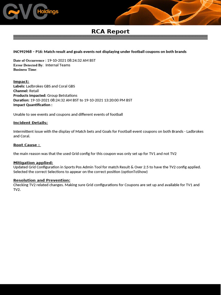Football Coupon Display Issue RCA | PDF