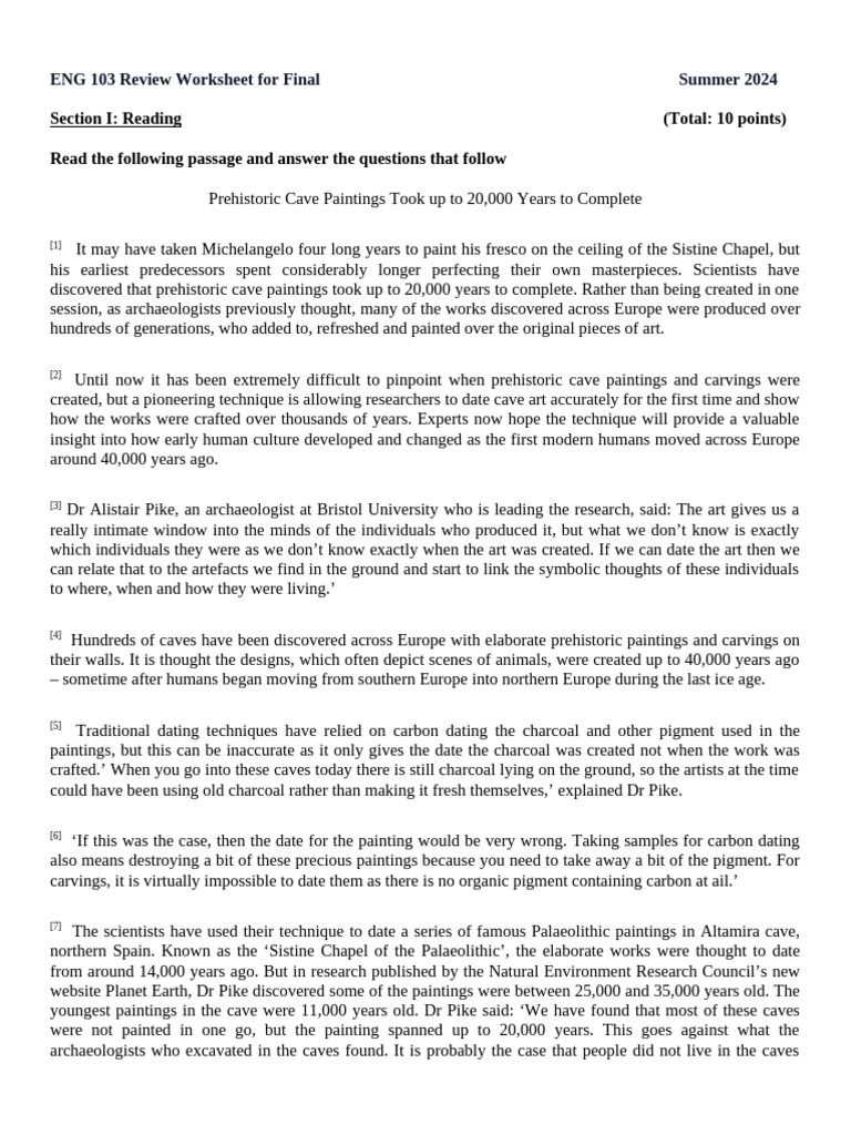 Final Review Worksheet Summer 2024 | PDF | Uranium | Paintings