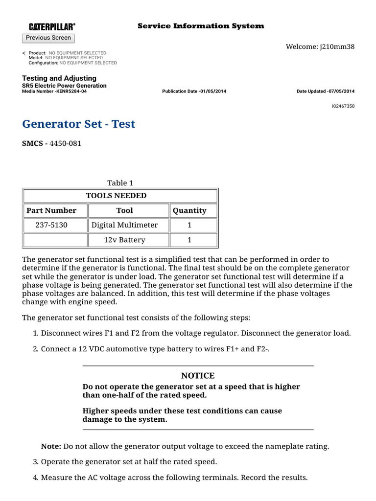 Generator Set - Test | PDF | Electric Generator | Voltage