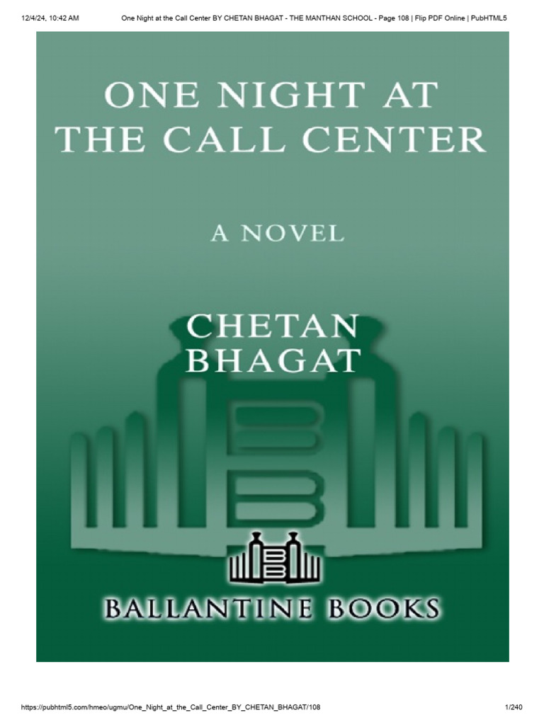 One Night at The Call Center by Chetan Bhagat - The Manthan School - Page 108 - Flip PDF Online ...