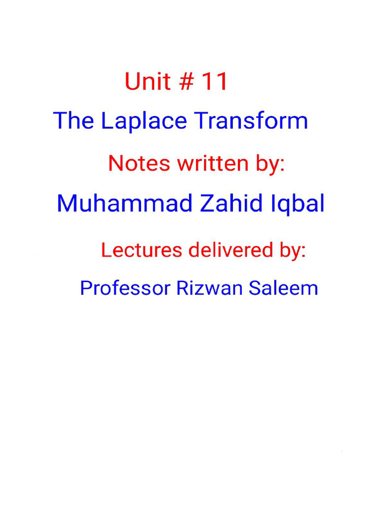 Chap 11 The Laplace Transform Is | PDF
