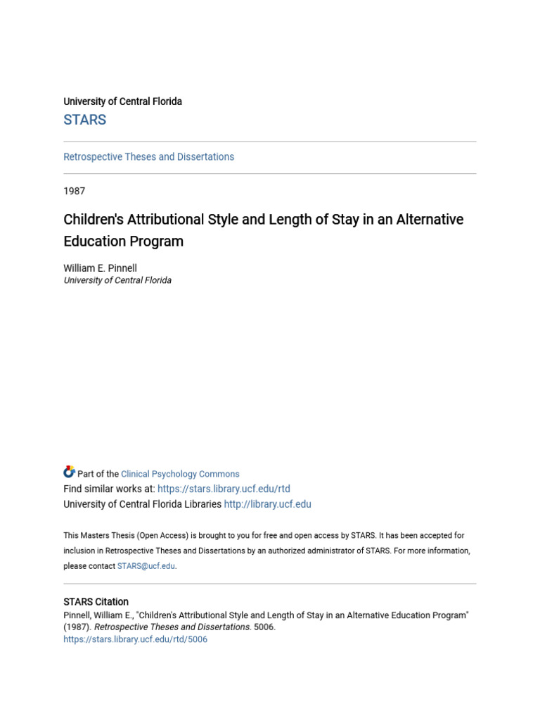 Childrens Attributional Style Questionaire | PDF | Self Efficacy | Luck