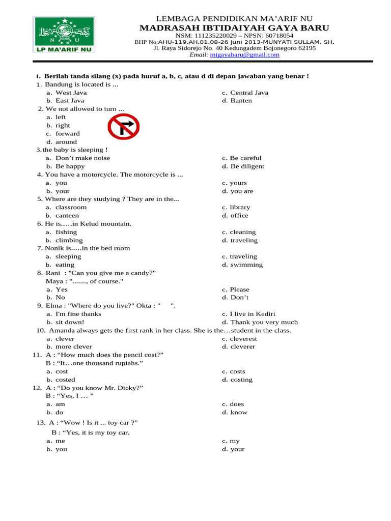 SOAL B.INGGRIS KLS 6 | PDF