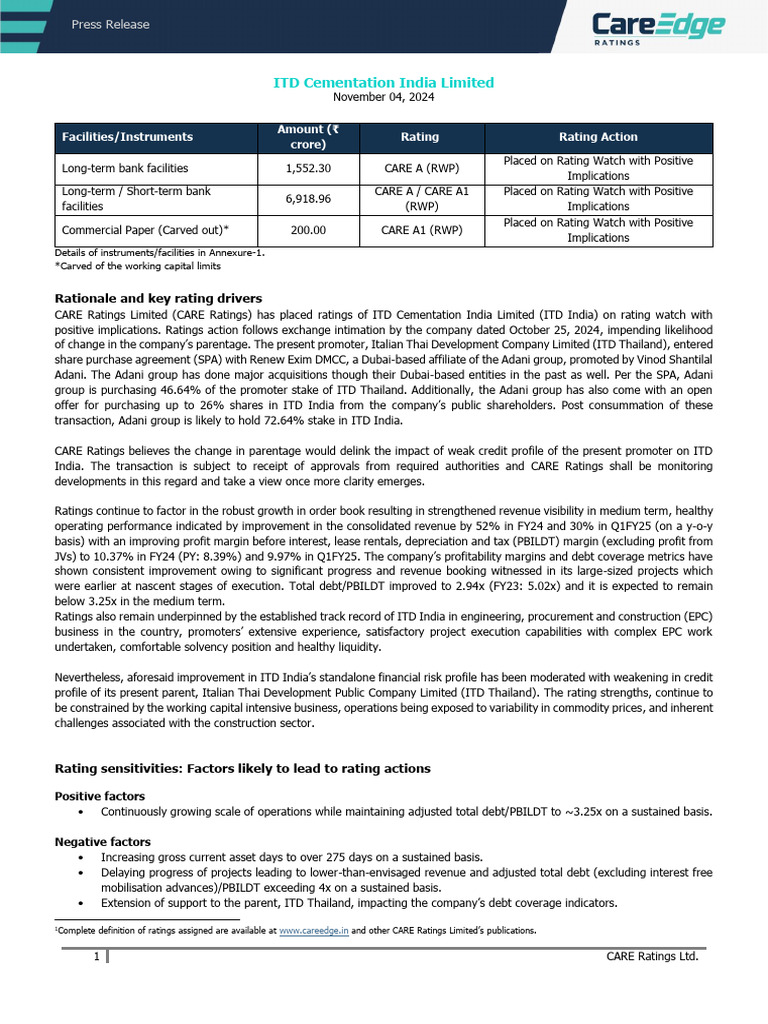 ITD Cementation India Limited | PDF | Interest | Economies