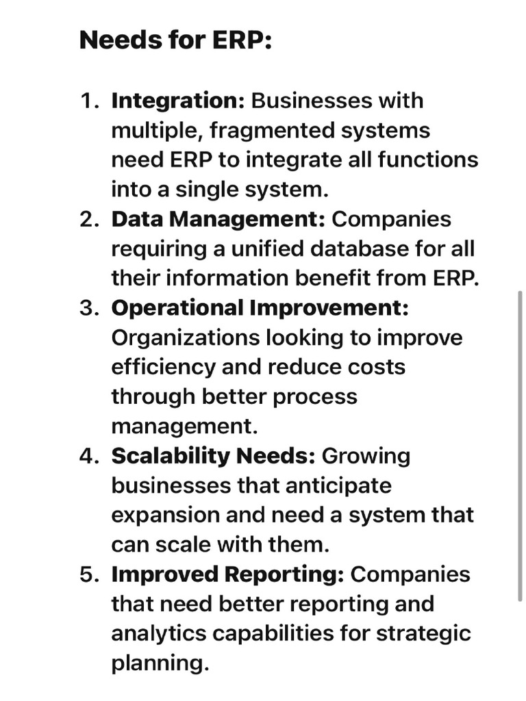 Erp Needs and Benefits | PDF Erp Needs and Benefits | PDF