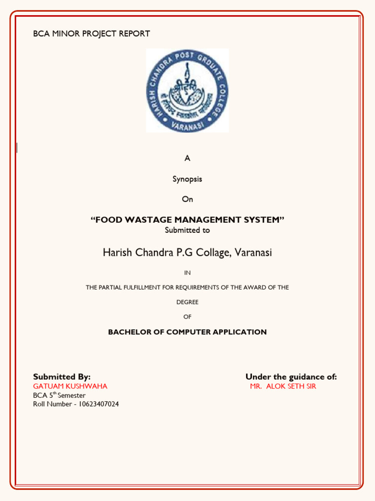 Final Bca Minor Project Synopsis | PDF | User (Computing) | Computing