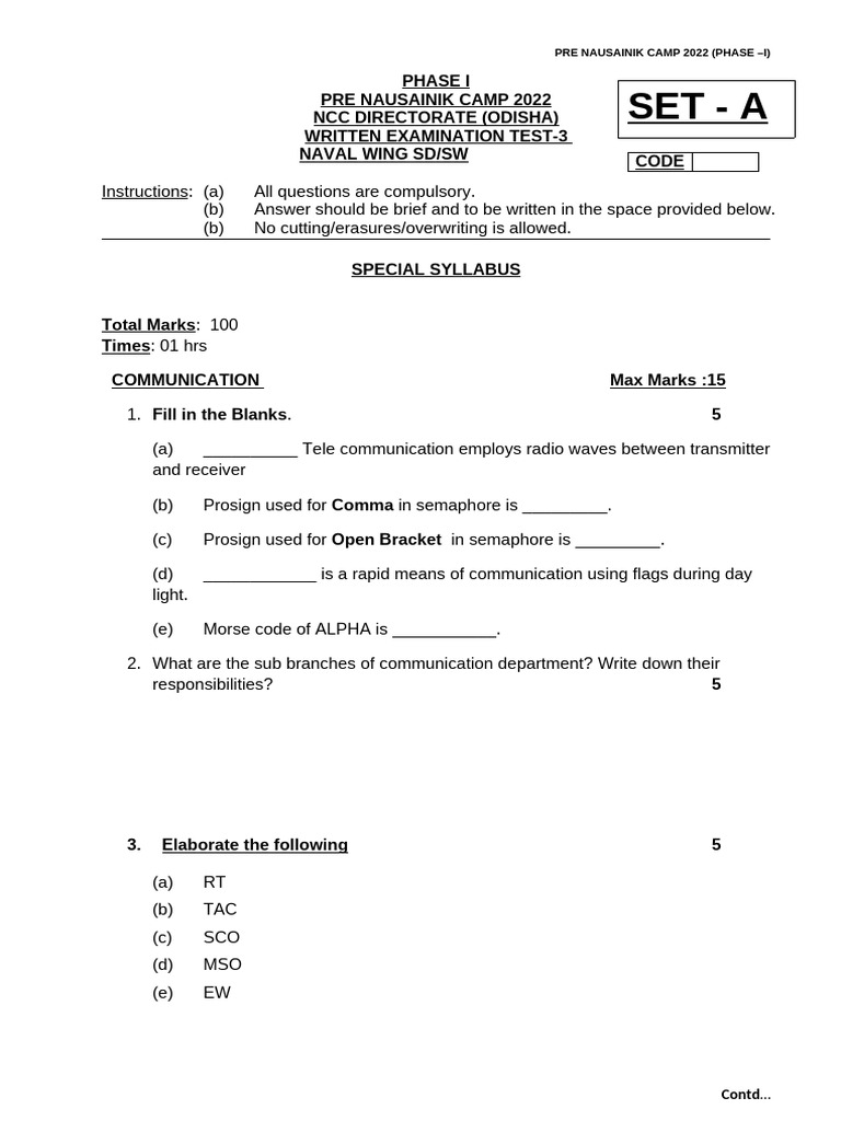 NSC TEST -3 | PDF | Tide