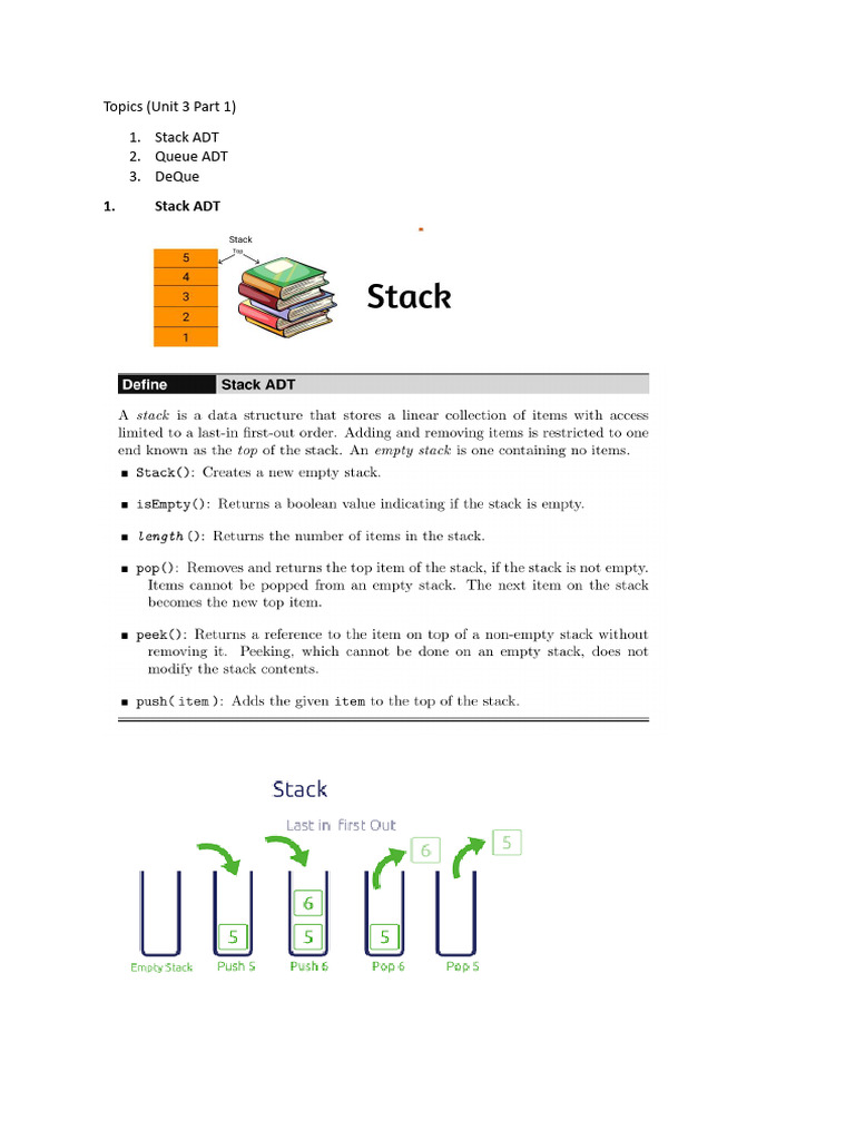 Unit 3 Part 1 - Stack Queue Deque | PDF Unit 3 Part 1 - Stack Queue Deque | PDF