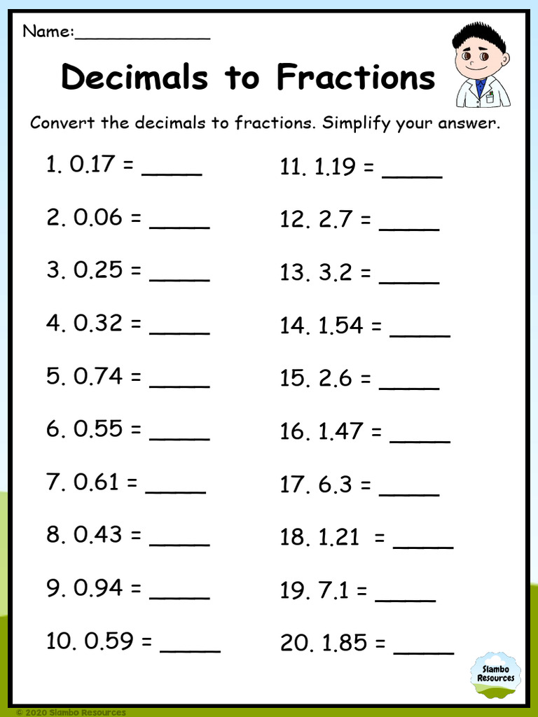 Converting Decimals To Fractions 4.without Anspdf | PDF