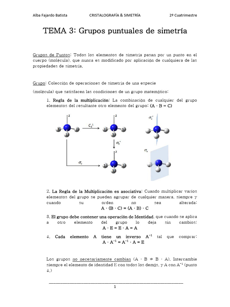 TEMA 3, Cristalografía y Simetría | PDF | Grupo (Matemáticas) | Orbital atómico