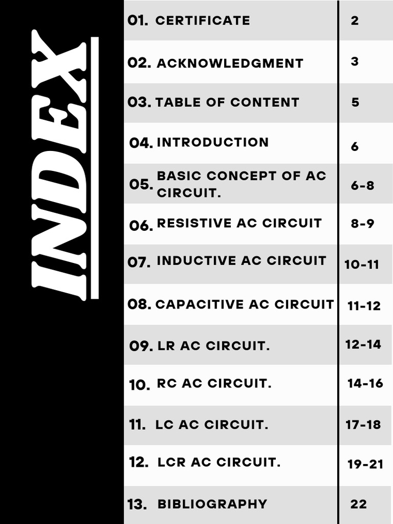 Black and White Minimalist Table of Contents Document A4, | PDF